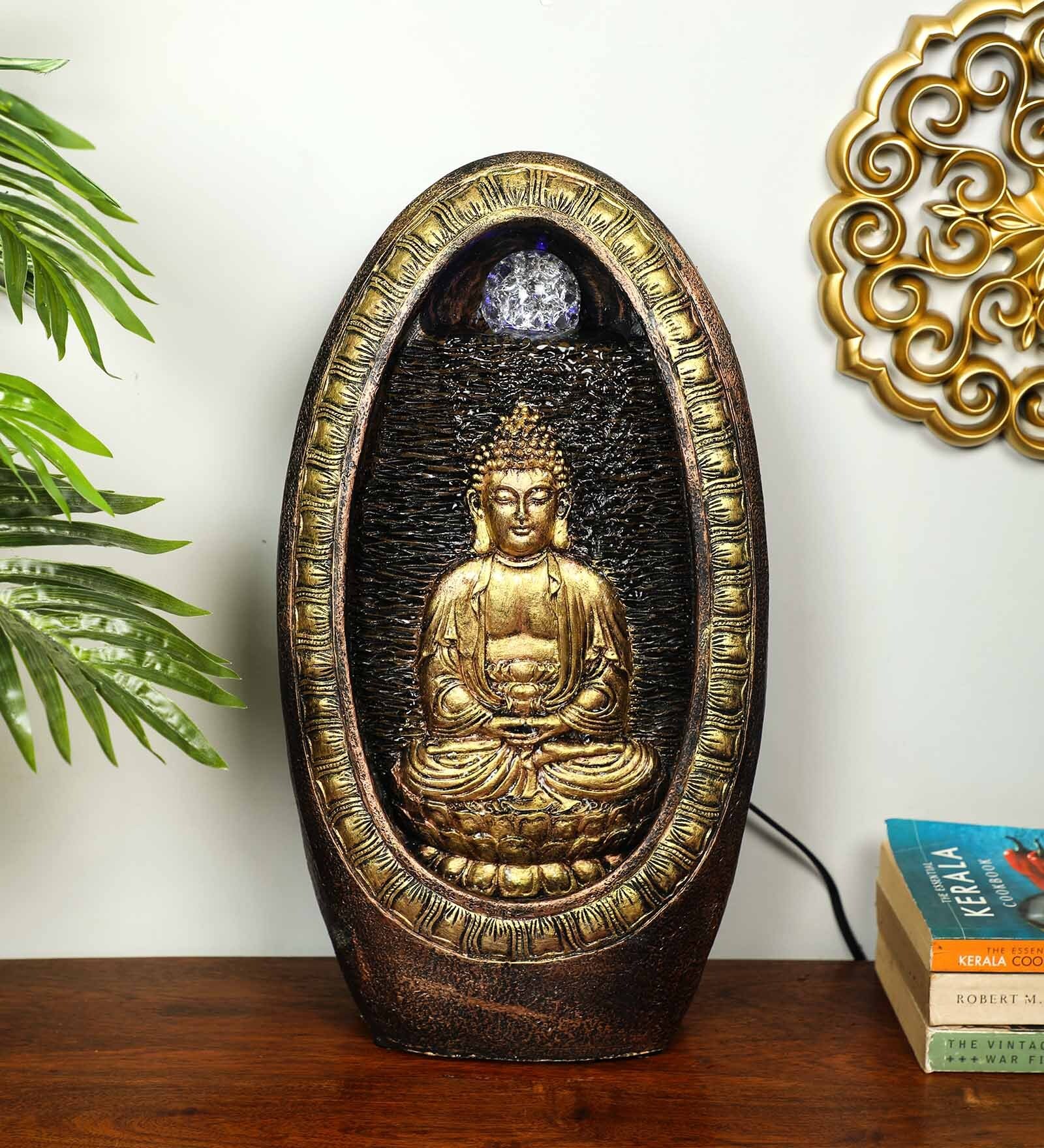 Buy Brown Resin & Plastic Lord Buddha Polyfiber Indoor Fountain By ...