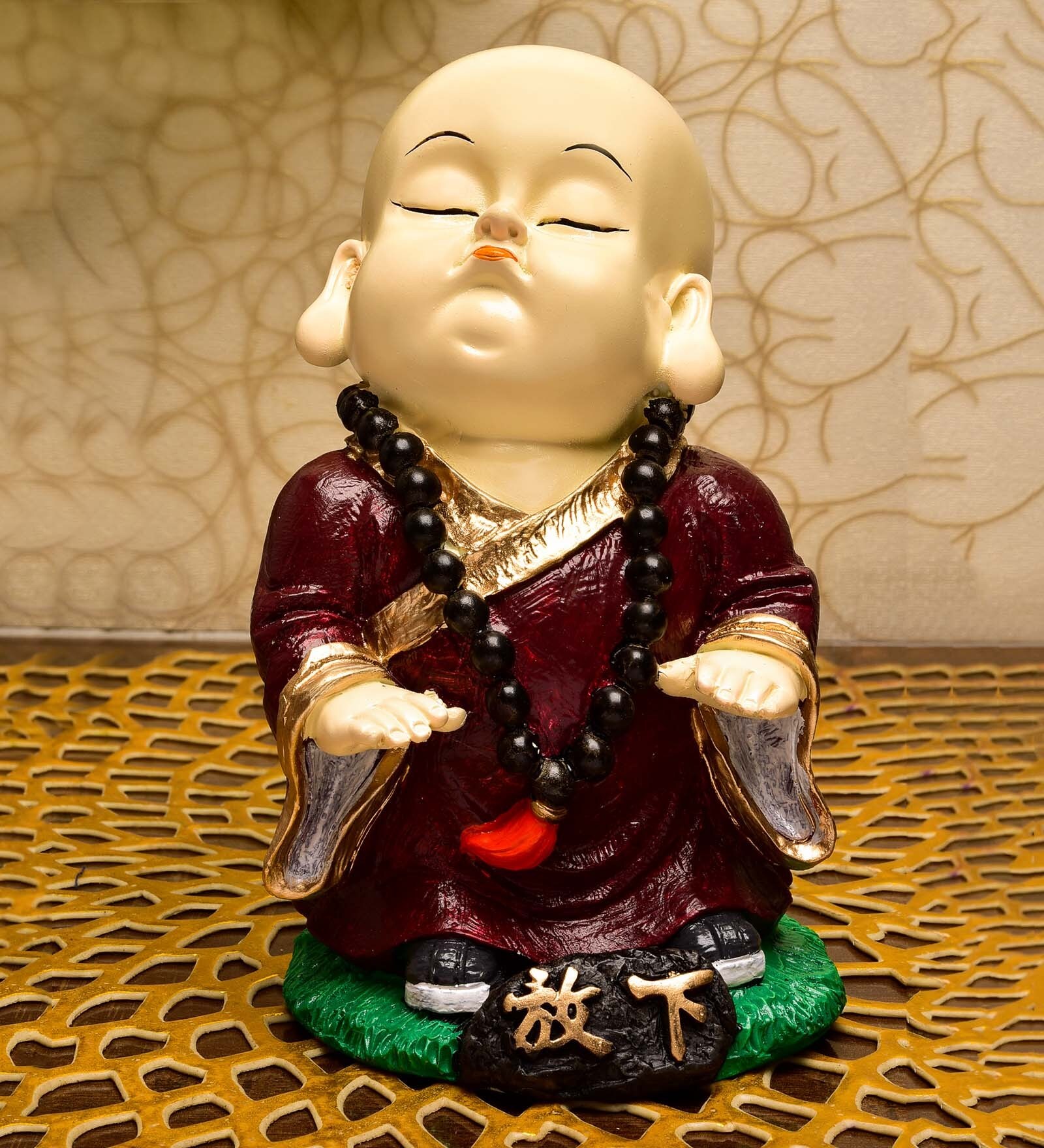 Buy Brown Resin India Handcrafted Resine Buddha Monk Idol Sculpture By ...