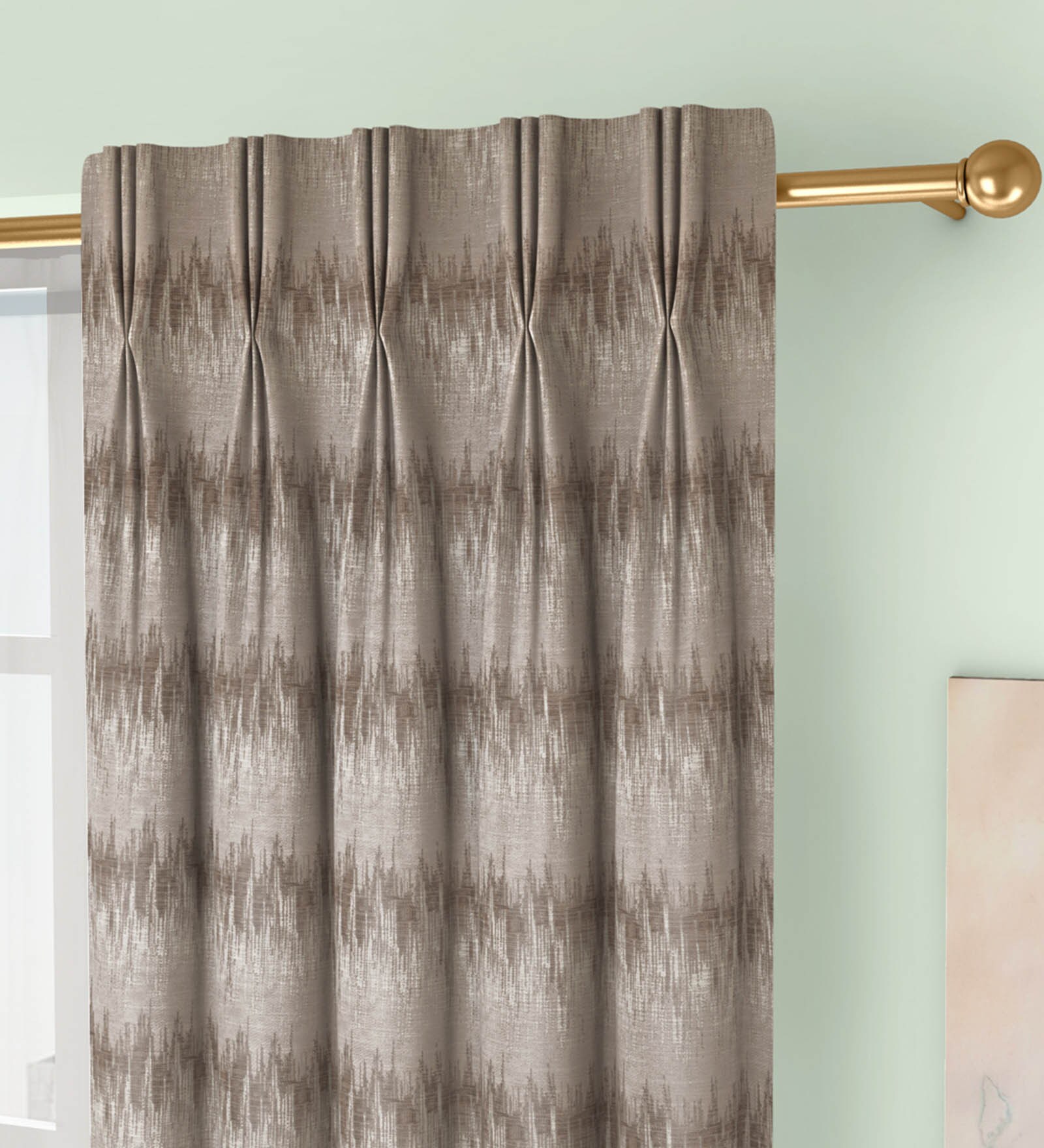 Buy Brown Abstract Poly Cotton 9 Ft Light Filtering Pinch Pleat Door ...