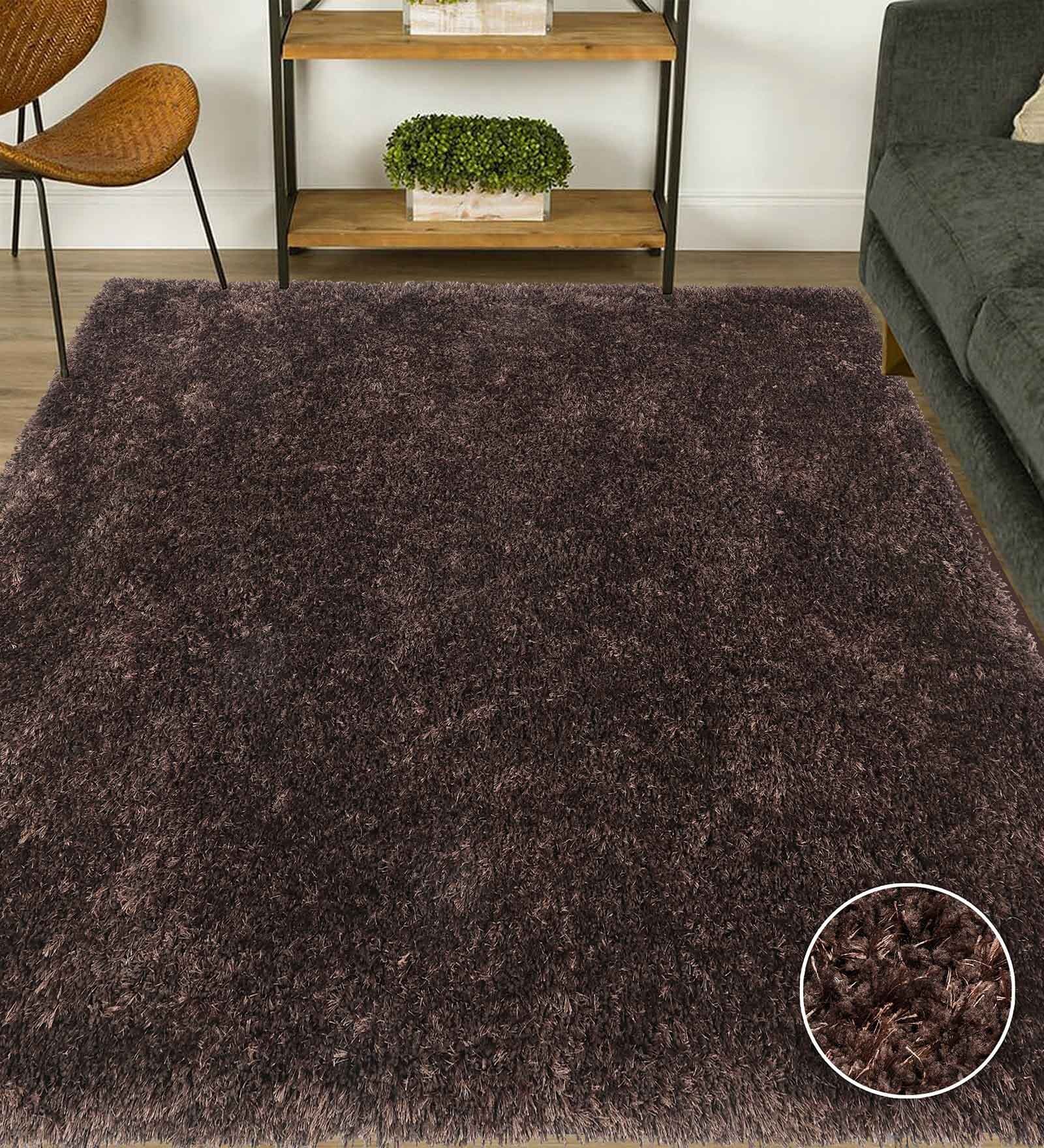 Buy Brown Shaggy Polyester 4ft X 6ft Hand tufted Carpet at 40% OFF by ...
