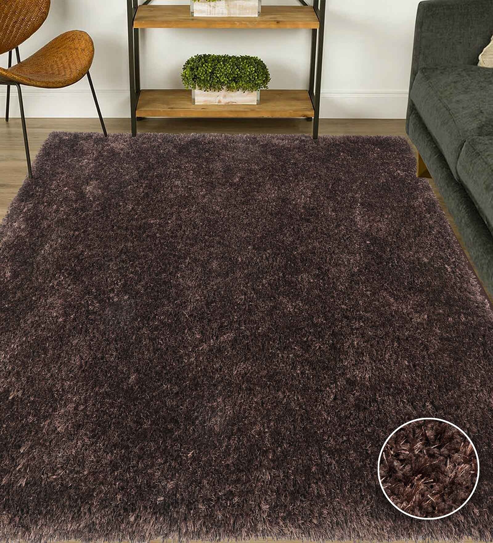 Buy Brown Shaggy Polyester 6ft X 9ft Hand tufted Carpet at 15% OFF by ...