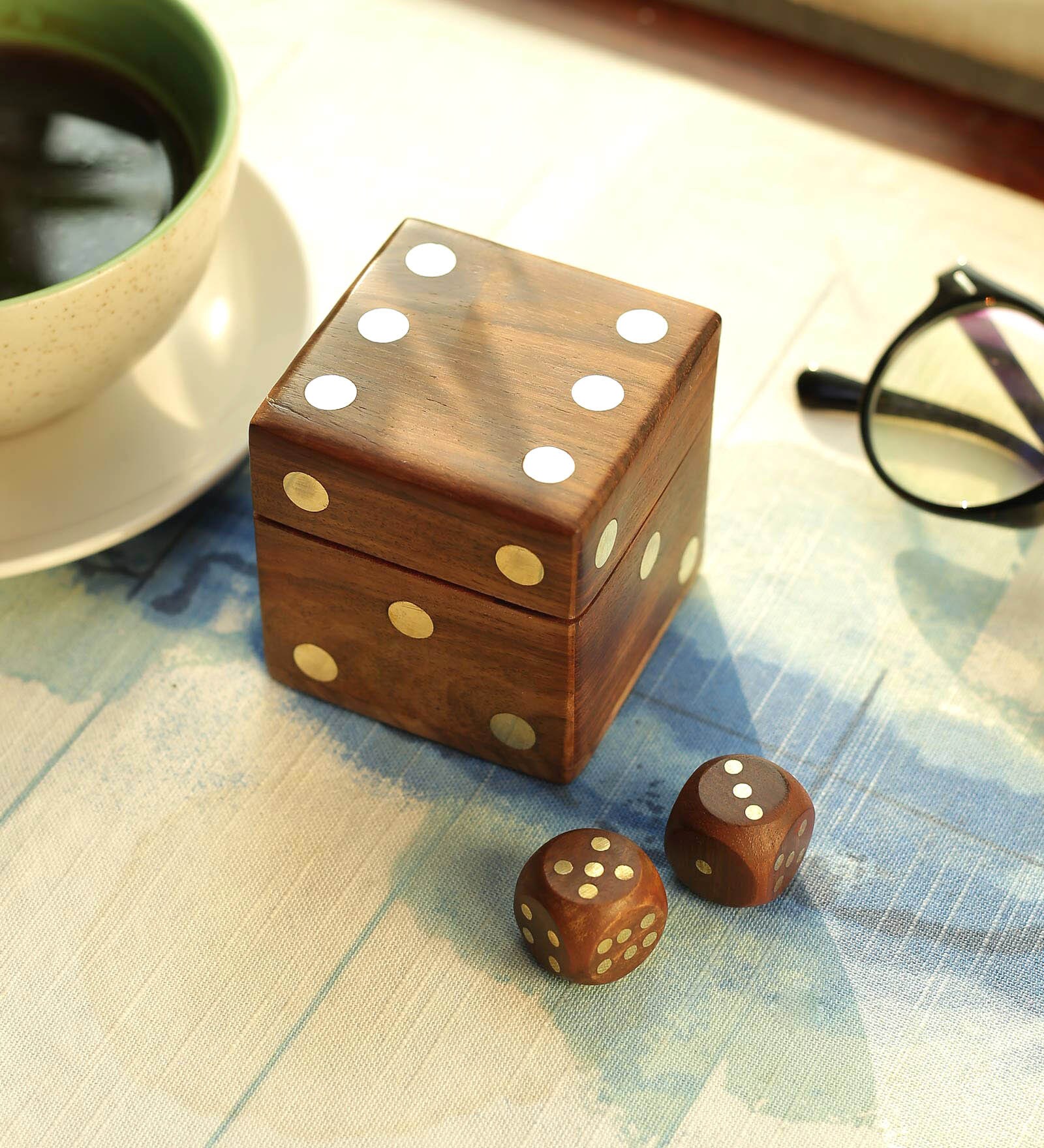 Buy Brown Sheesham Wood Dice Decorative Toy by Lal10 Online - Games ...