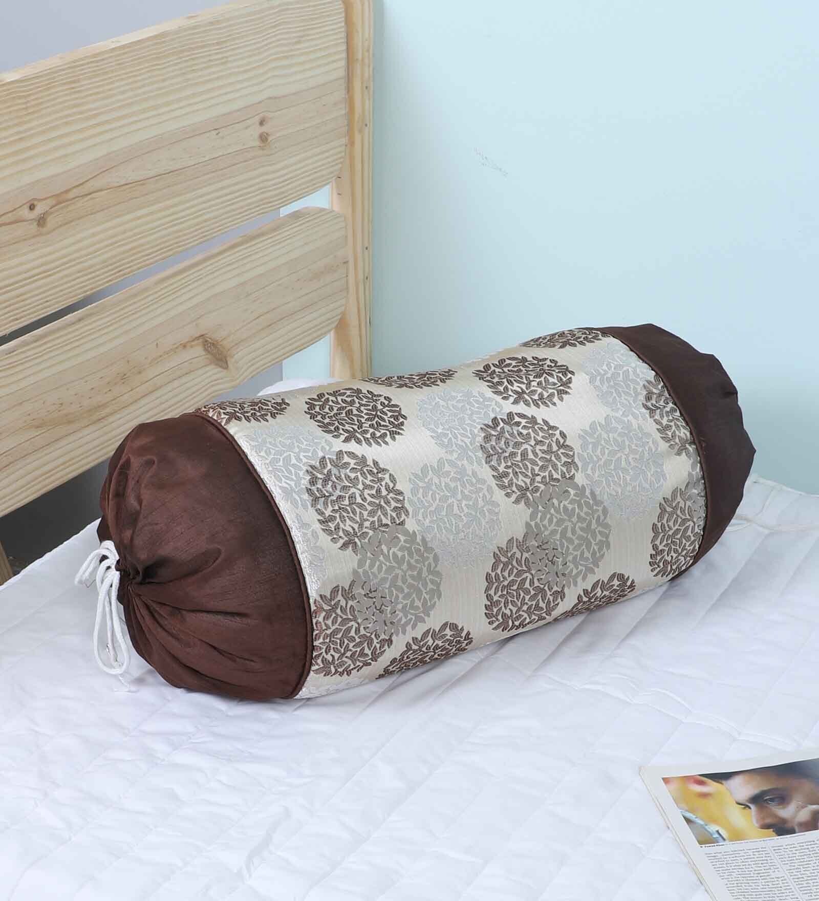 Buy Brown Silk Floral 16x34 inches Bolster Covers at 25% OFF by MFD ...
