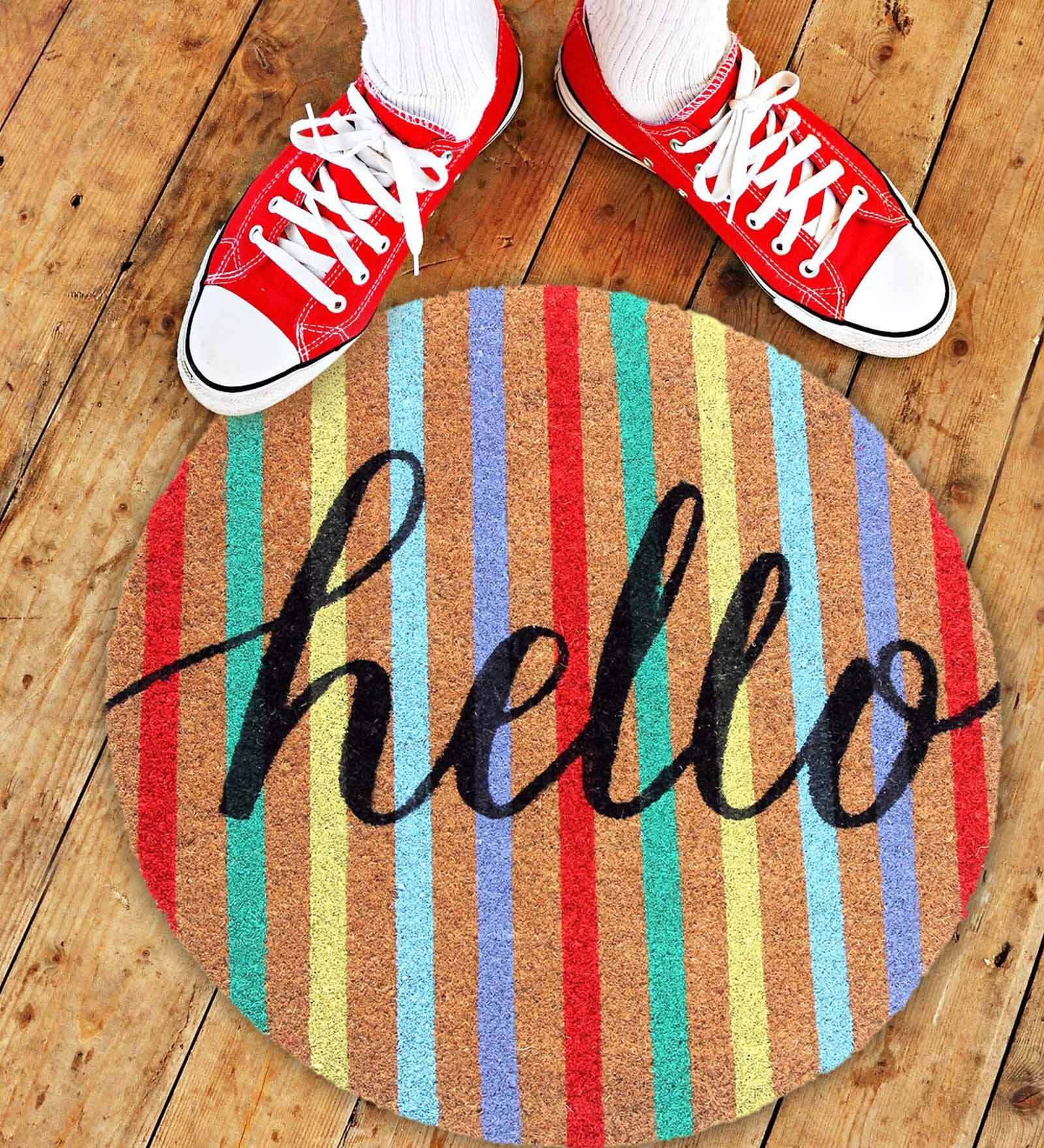 Buy Brown Slogan Coir 24 x 24 Inches Anti Skid Door Mat by Onlymat at ...