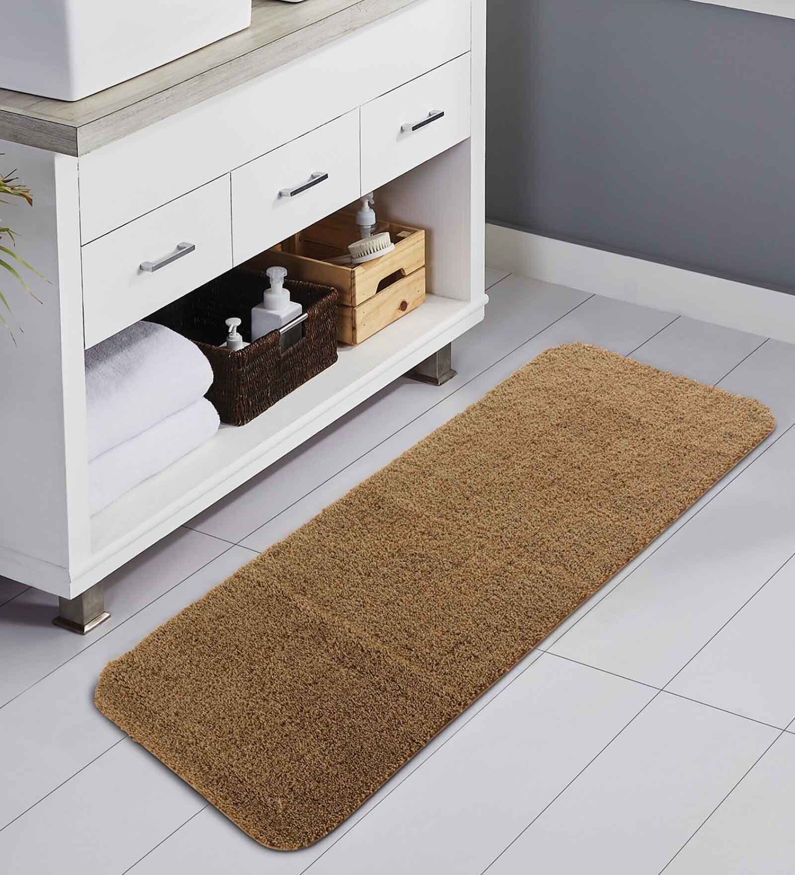 Buy Brown Solid Polyester 59 x 24 Inches Anti-skid Bath Mats By ...