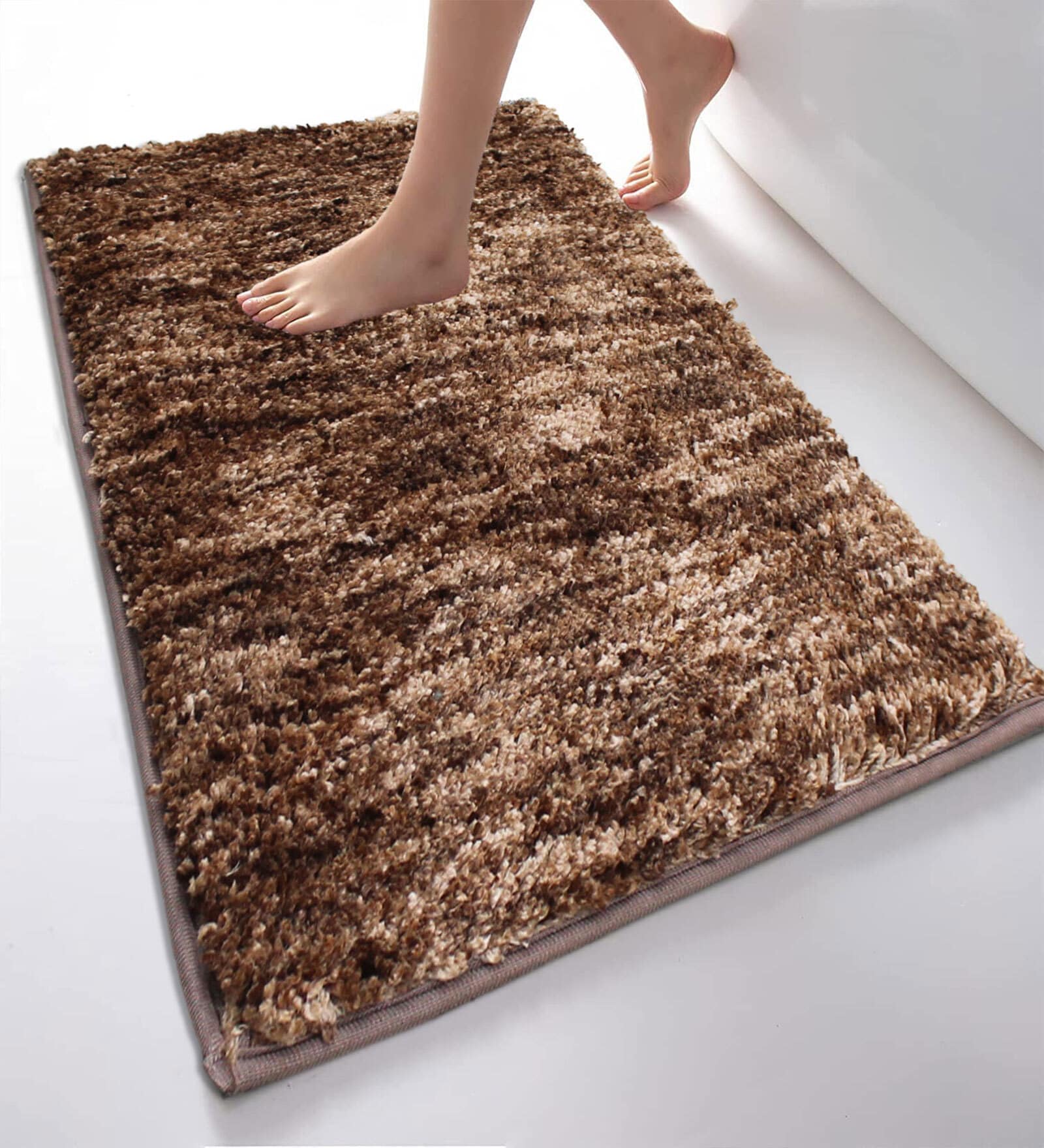 Buy Brown Solid Polyester 36x24 Inches Super Soft Bath Mat By Luxe Home ...