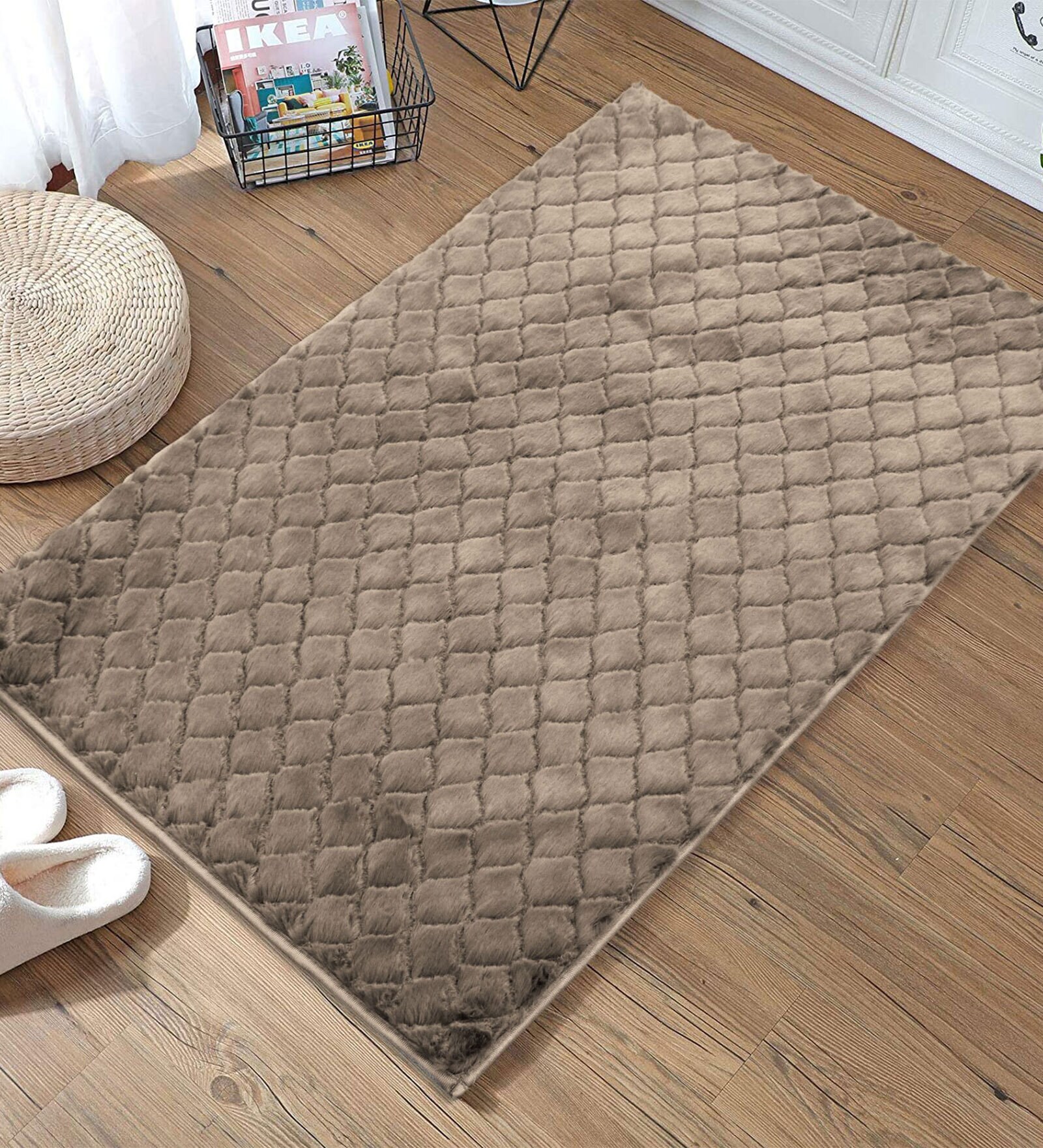 Buy Brown Geometric Polyester 36x24 Inches Super Soft Bath Mat at 43% ...