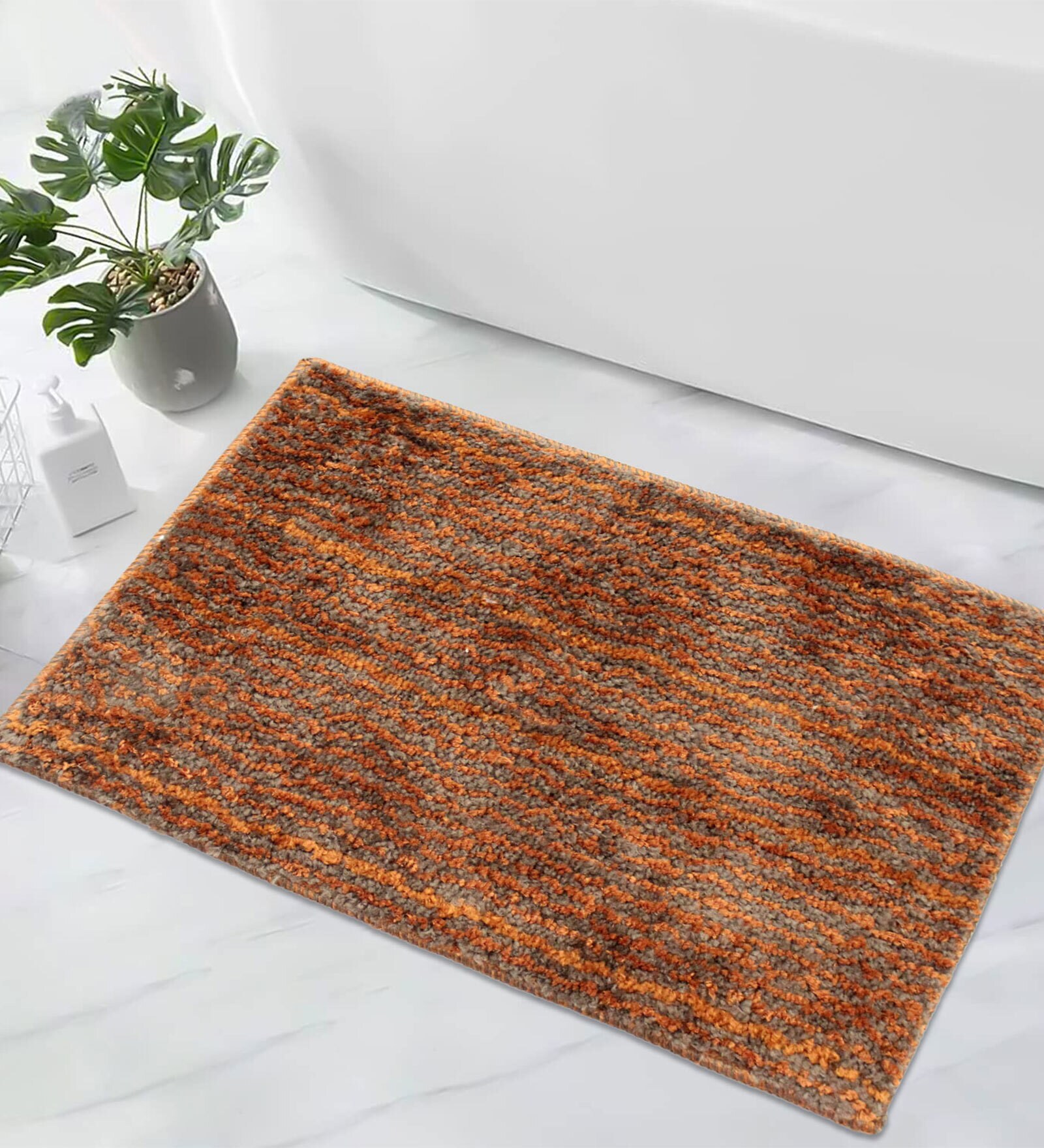Buy Brown Stripe Microfiber 23x15 Inches Super Soft Bath Mat By Luxe ...