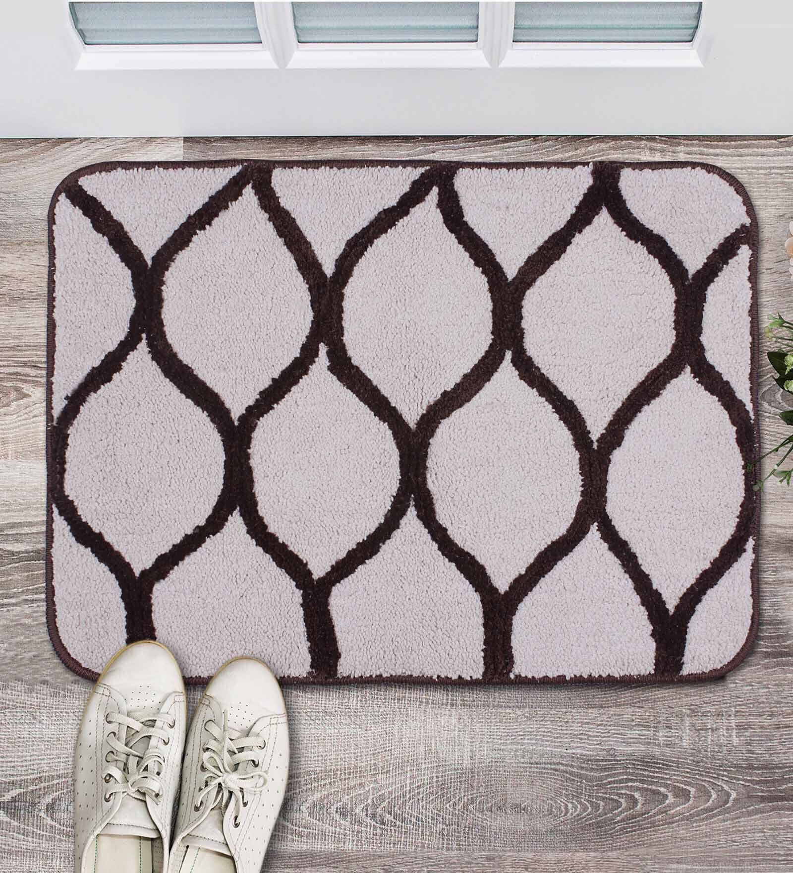Buy Brown Abstract Microfibre 26x18 Inches AntiSkid Bath Mat by Saral ...