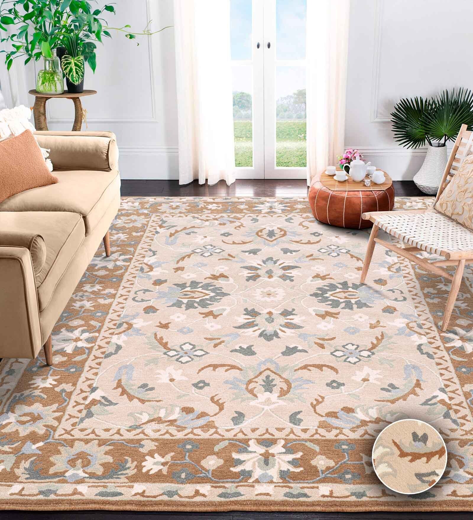 Buy Brown Traditional Wool Blend 4' X 6' Hand Tufted Carpet at 9% OFF ...