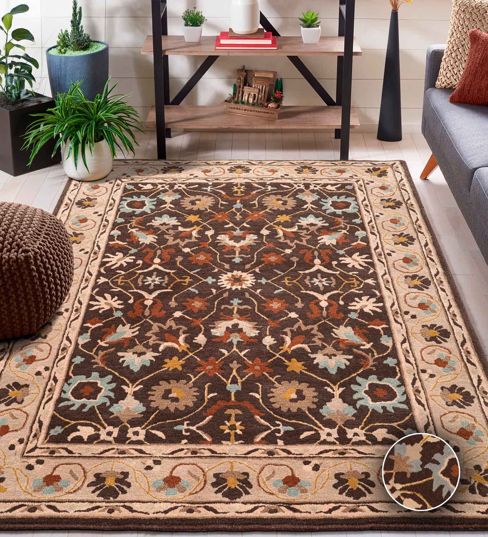 Buy Brown Traditional Wool Blend 4' X 6' Hand Tufted Carpet at 9% OFF ...