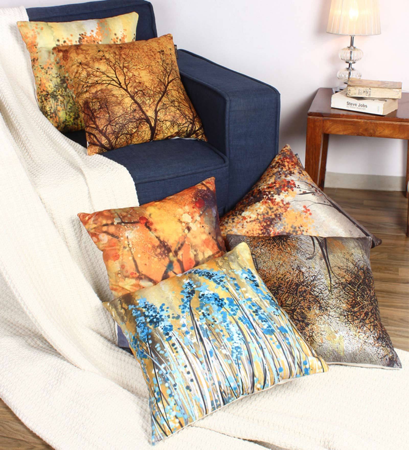 Buy Multicolour Velvet Floral 16x16 inches Cushion Cover (6Pc) at 65% ...