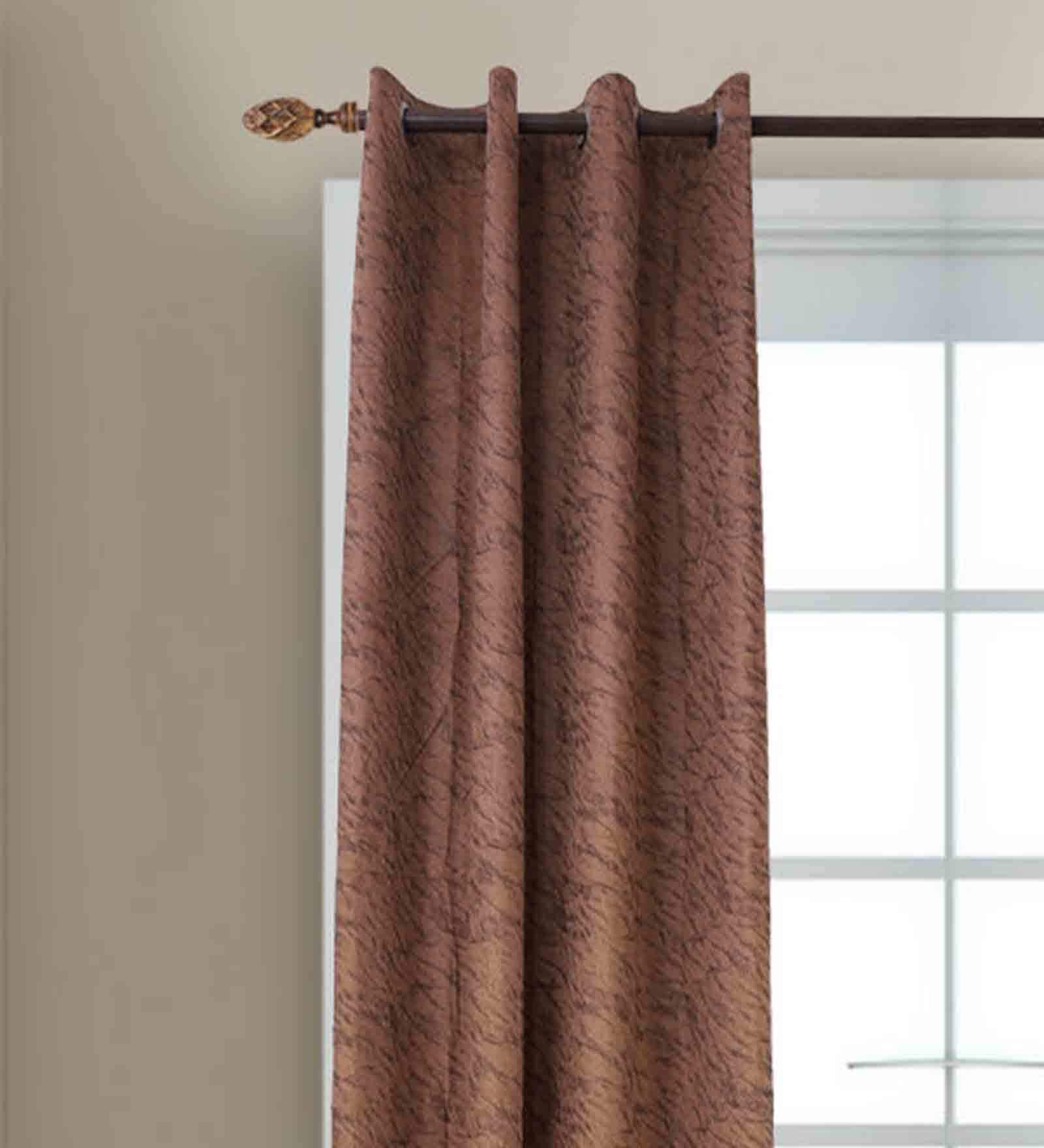 Buy Brown Velvet Solid 9 Ft Blackout Eyelet 2 Curtain at 41% OFF by MFD ...