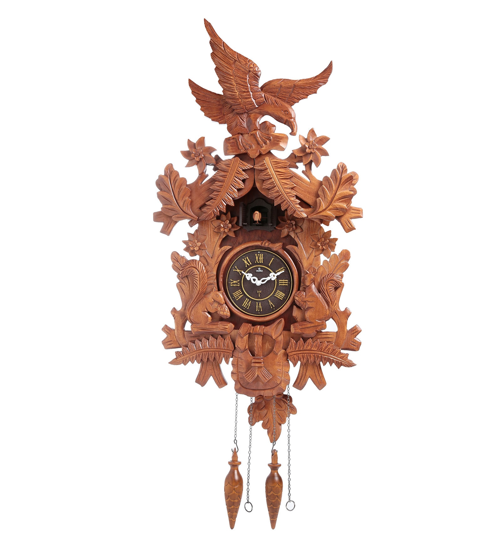 Buy Brown Wood 14.9 x 7.4 x 27.5 Inch Eagle Cuckoo Clock by Horo Online ...