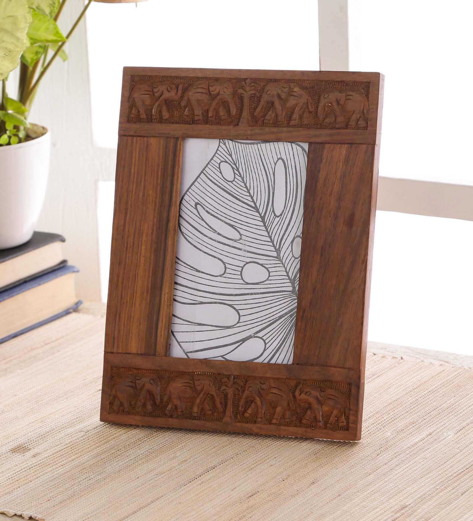 Buy Brown Wood Elephant Photo Frame by Weald Heritage Online - Table ...
