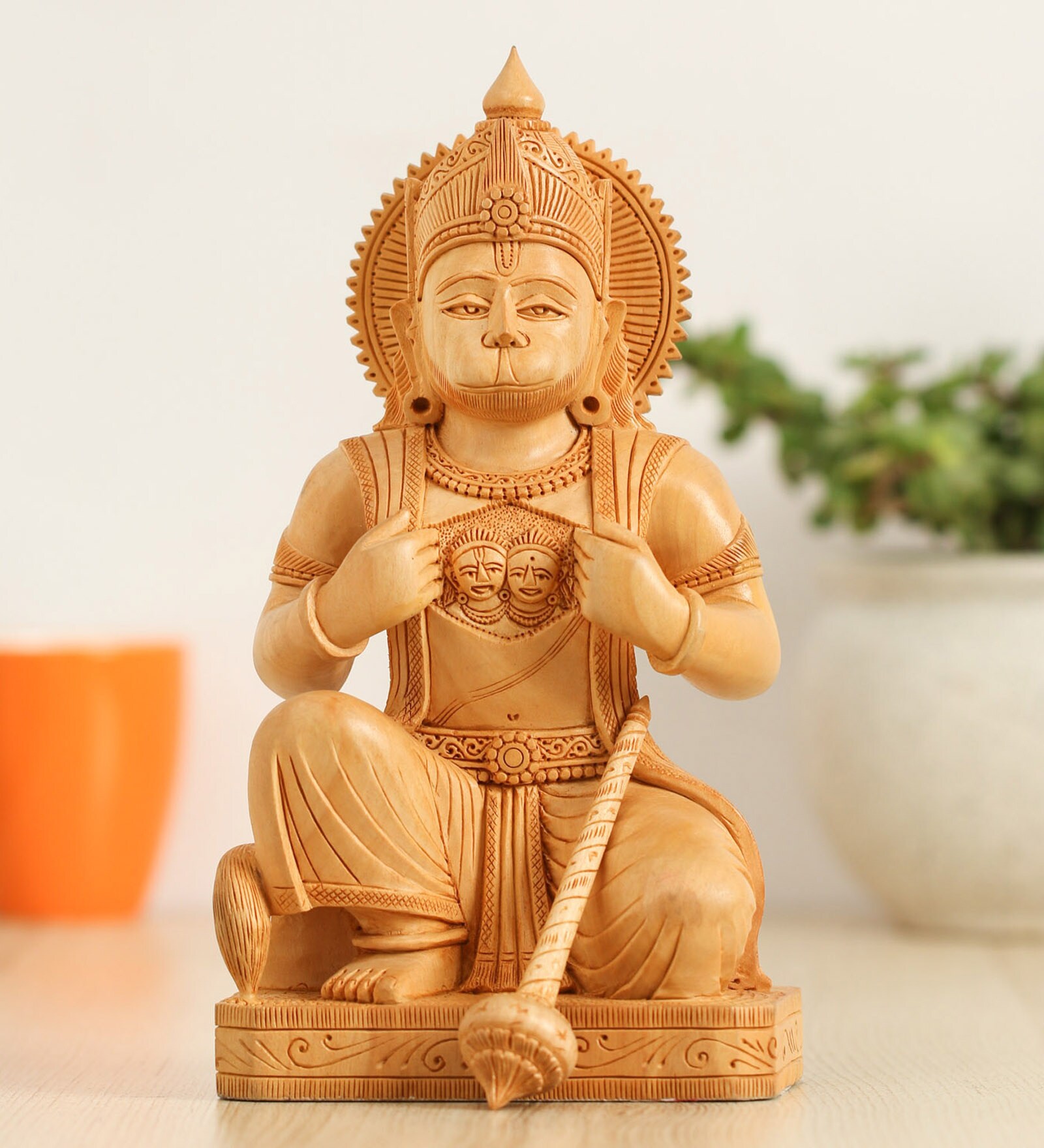 Buy Brown Wood Hanuman Idol by Shoppers Point Online - Hanuman ...