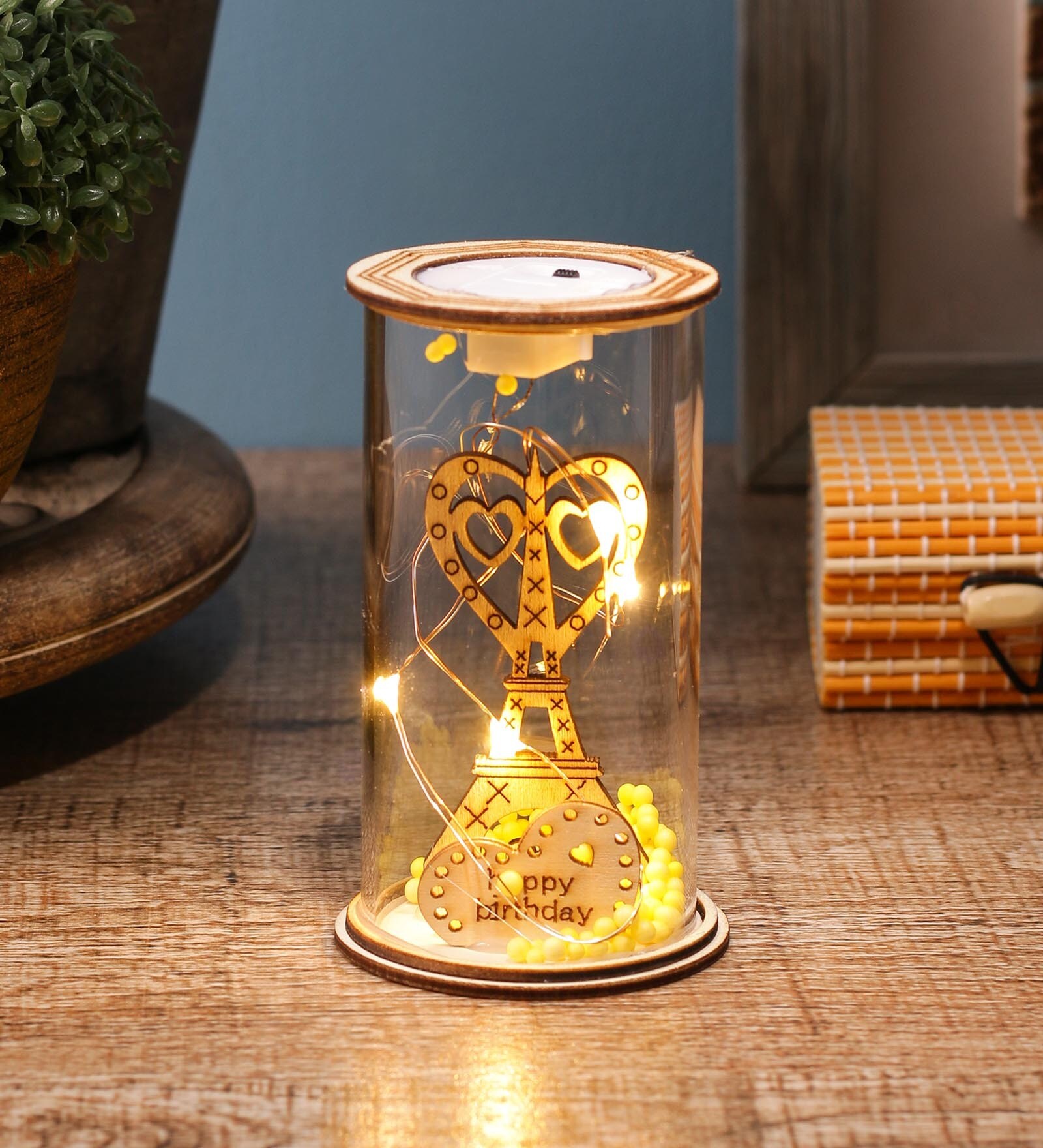 Buy Brown Wood LED Message Tube by Exim Decor Online - Collectibles ...