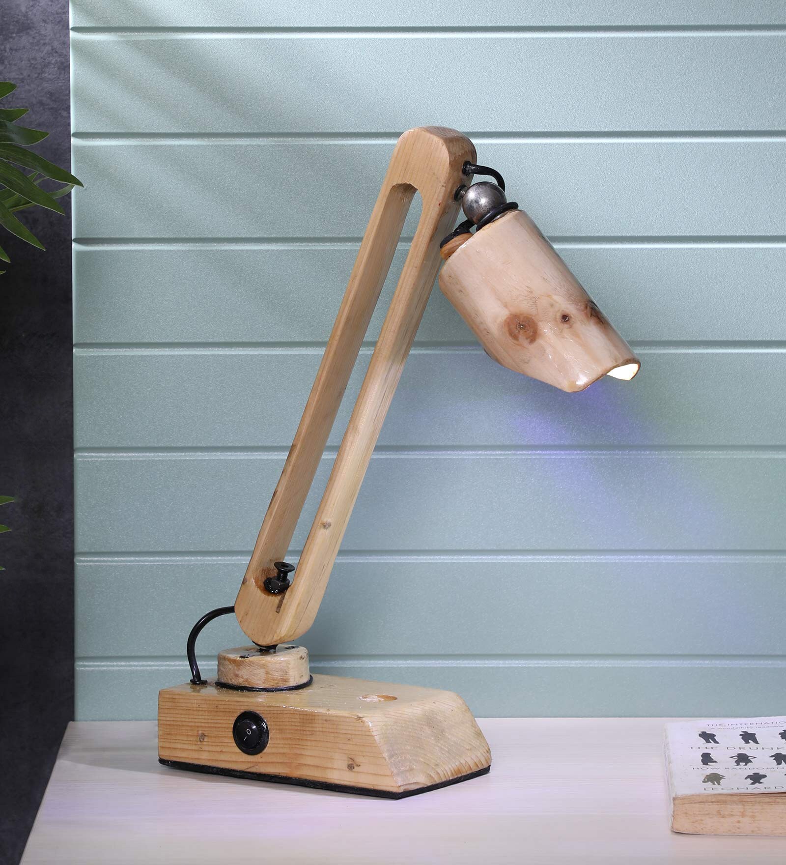 Buy Brown Shade Study Lamp with Wood Base by Aim An Hedge Enterprises ...