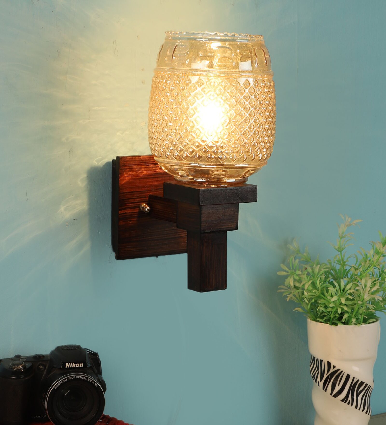 Buy Brown Wood Wall Lights By Eliante By Jainsons Lights at 49% OFF by ...