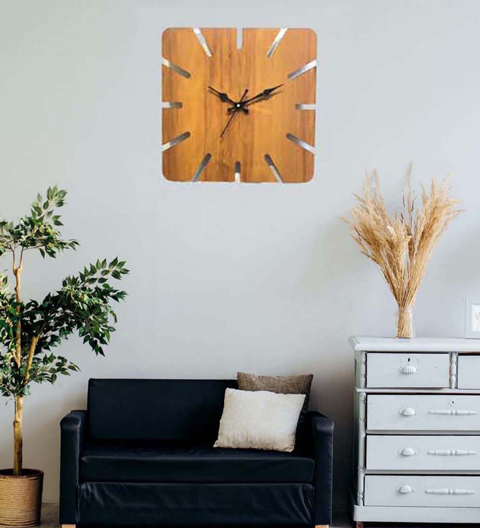 Buy Brown Wooden Square Wall Clock at 15% OFF by J & M Art | Pepperfry