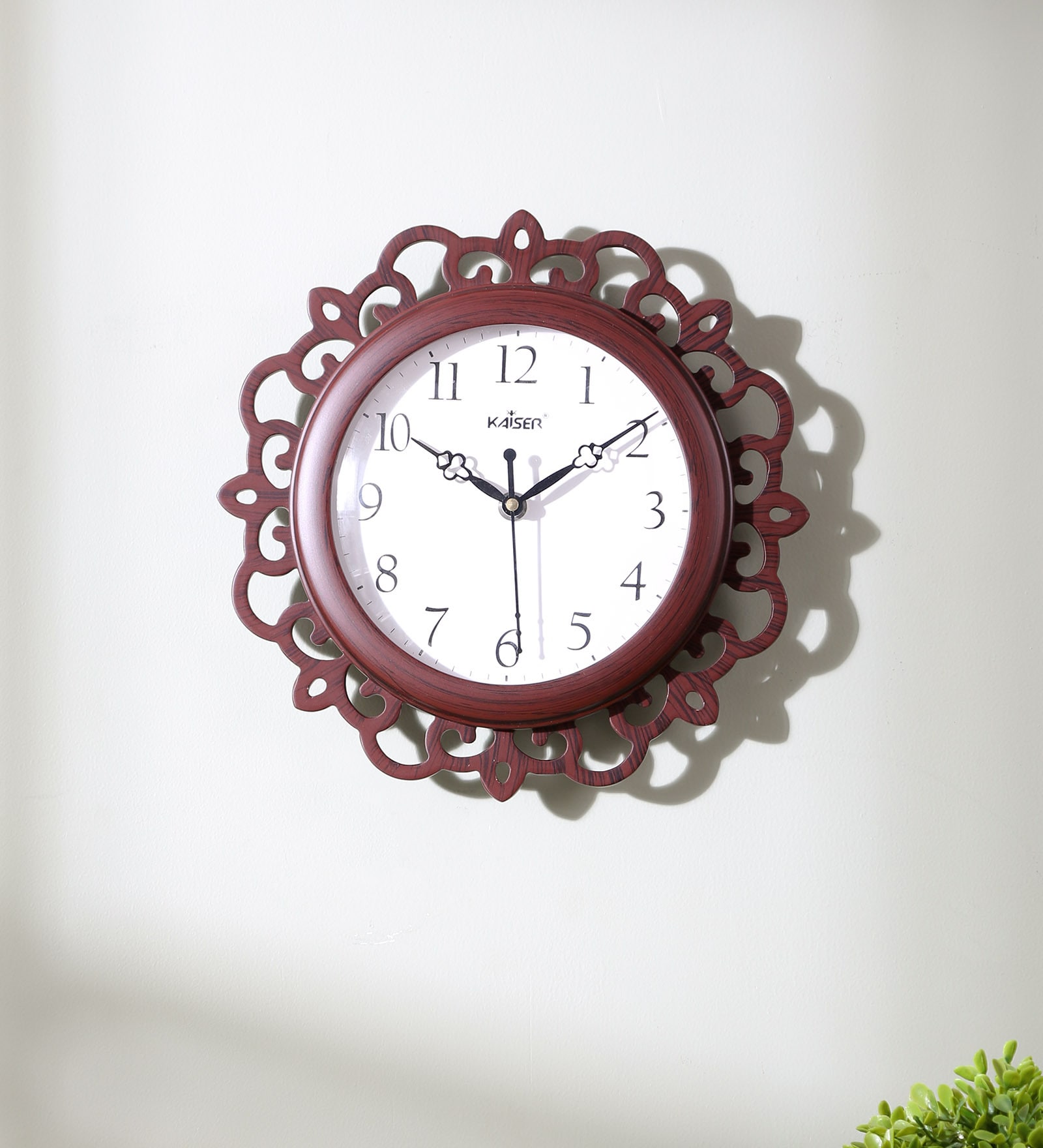 Buy Brown Wooden Round Shape Indian Ethnic Wall Clock By Kaiser at 18% ...