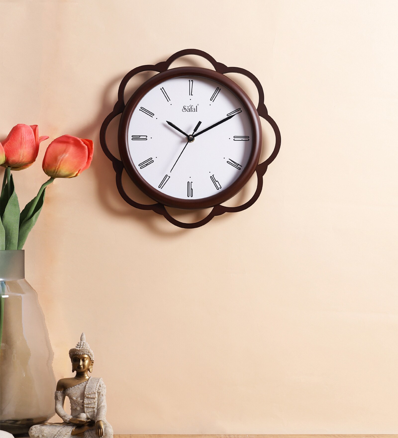 Buy Brown Wooden Sleek Silent Sweep Mechanism Wall Clock at 28% OFF by ...
