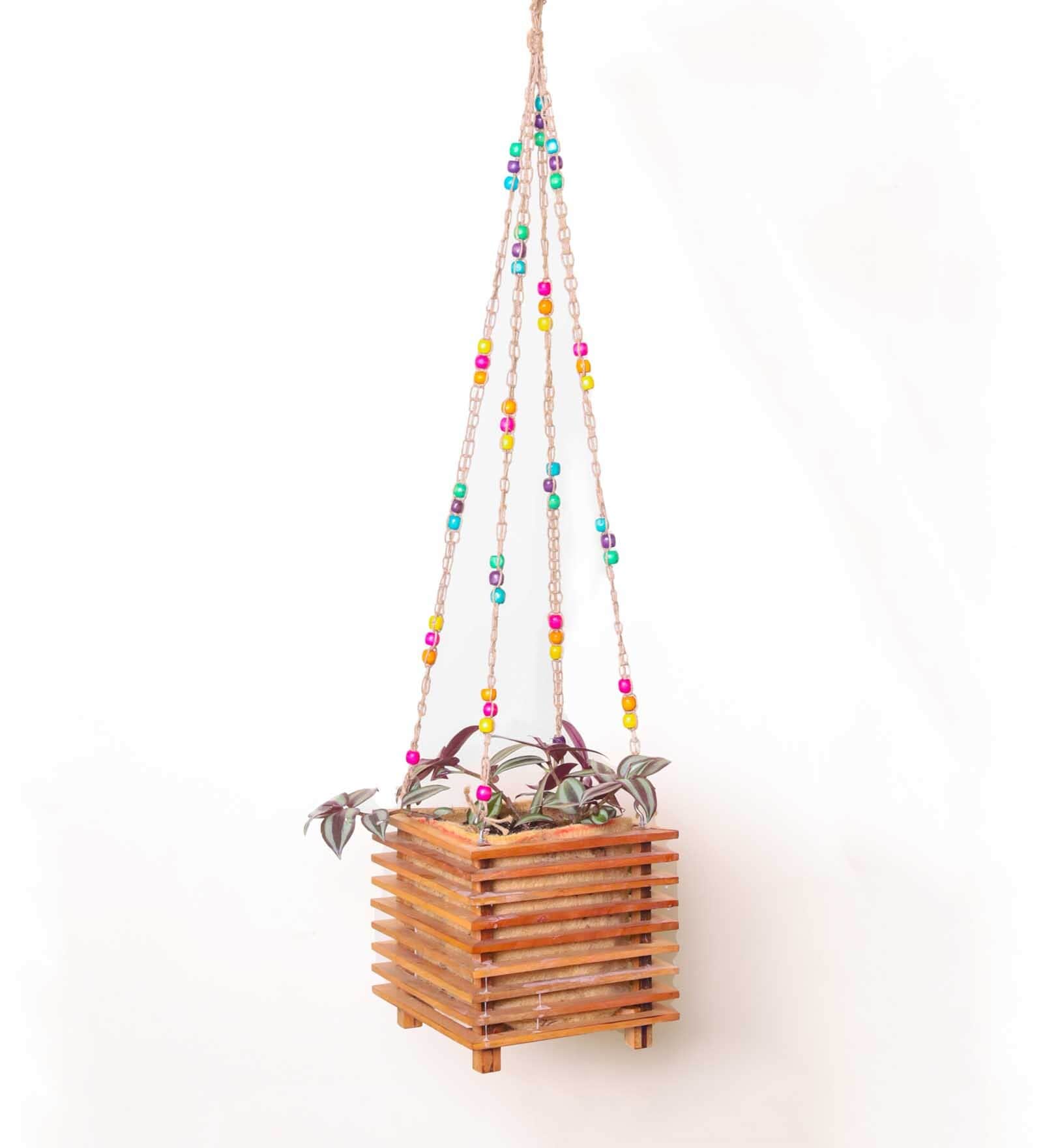 Buy Brown Wooden Square Hanging Planter by Trellis Bliss at 26% OFF by ...