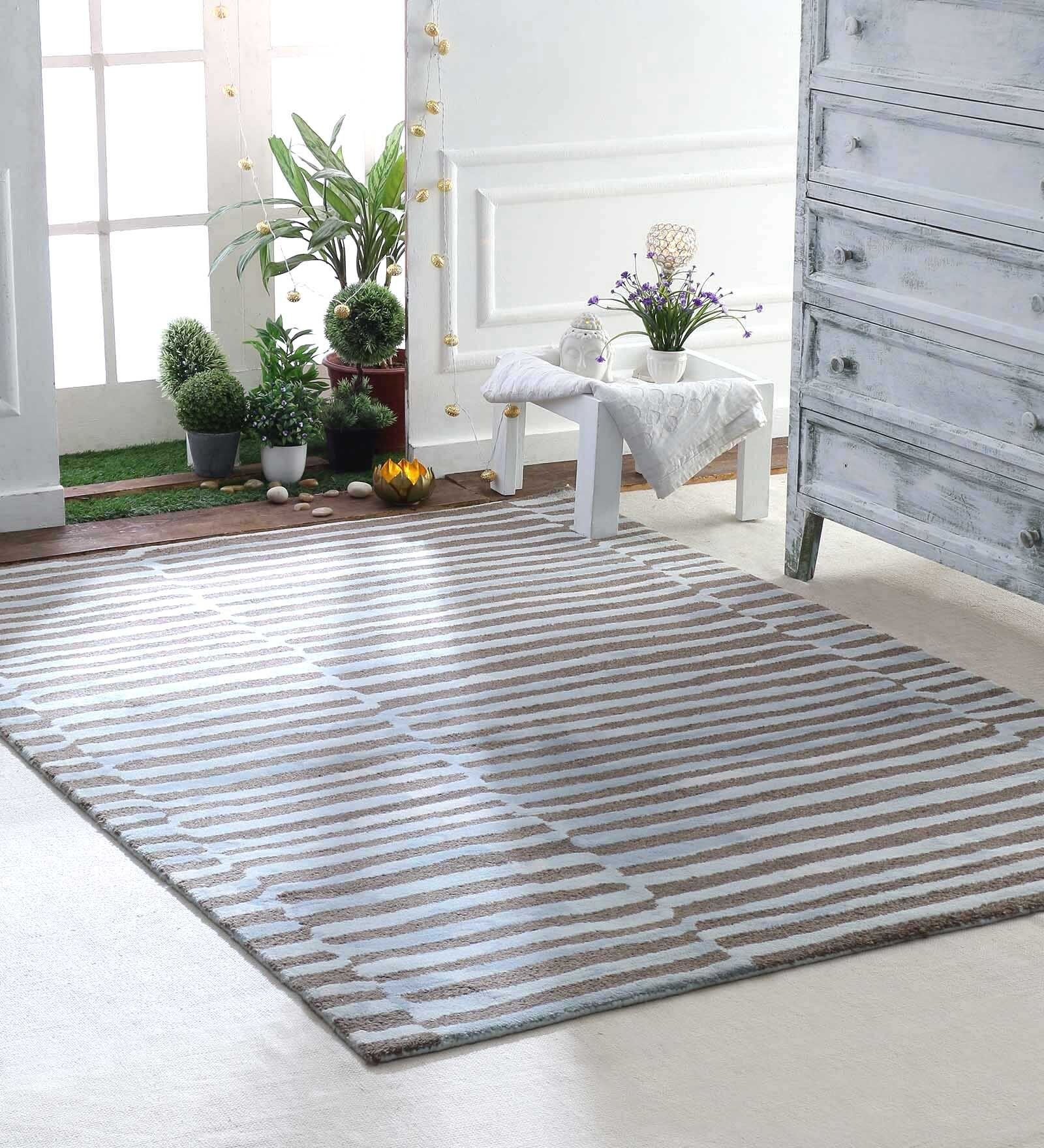 Buy Abstract Pattern Wool 7 X 5 Feet Hand Tufted Carpet Online ...