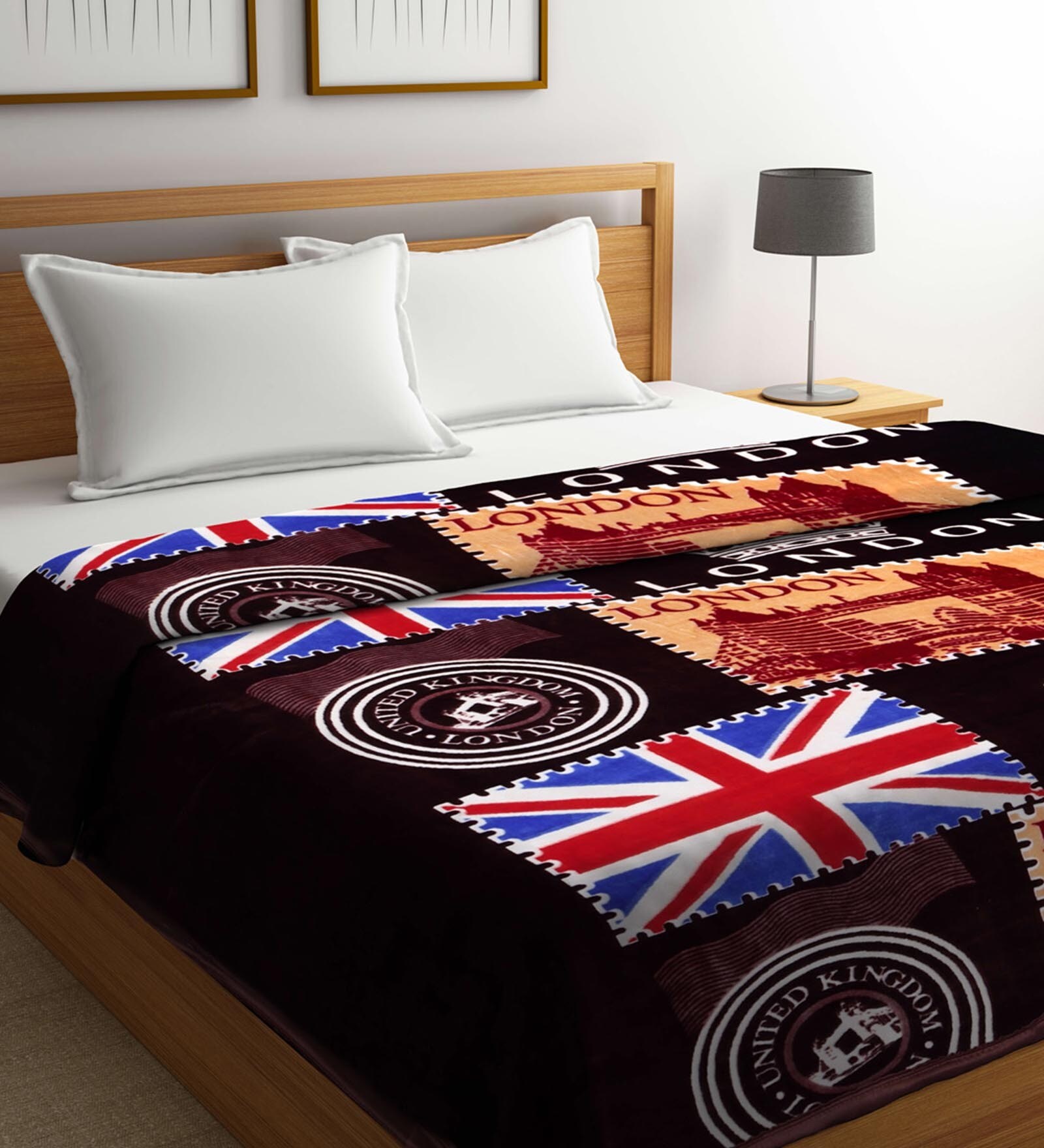 Buy Brown Wool Abstract 600 GSM Double Bed AC Room Blanket by Klotthe ...