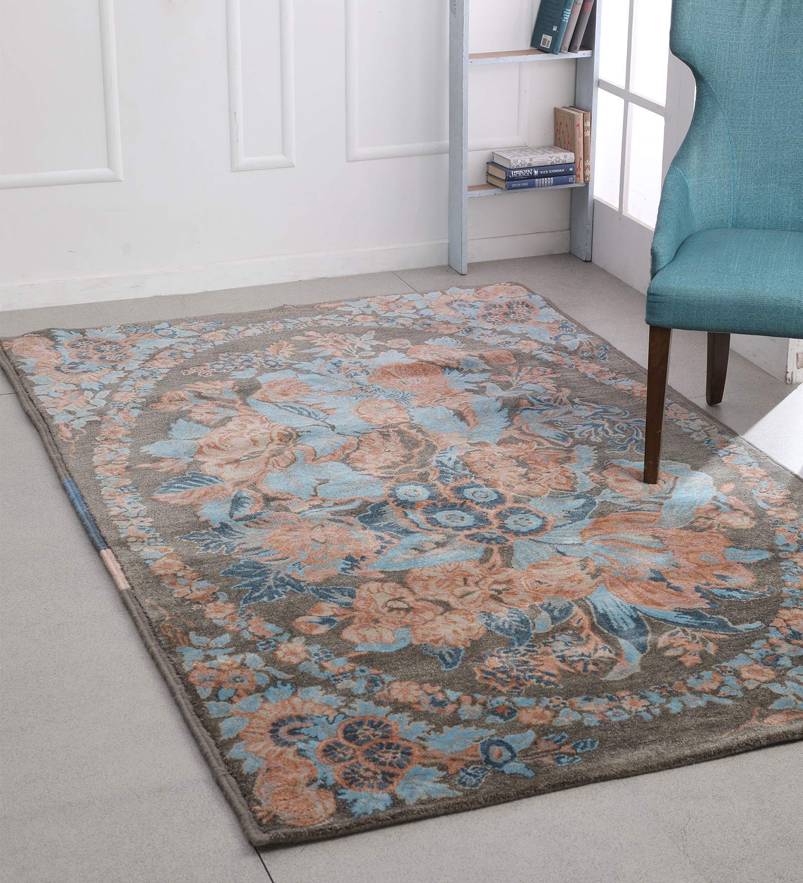 Buy Brown Floral Pattern Hand Tufted Wool Carpet 8 x 5 feet by Obeetee ...