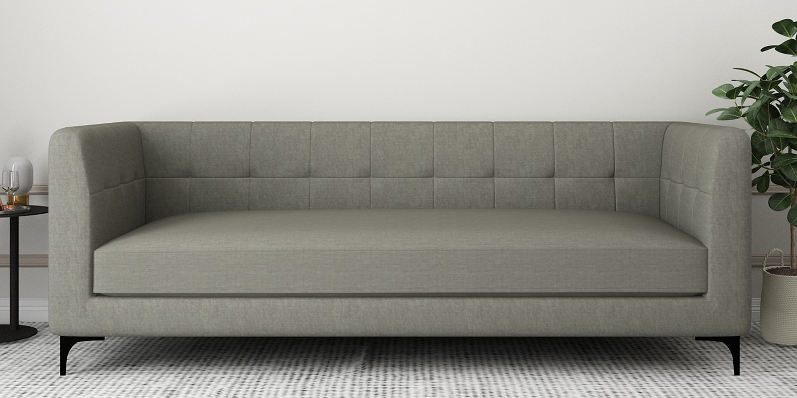 Buy Braulia Fabric 3 Seater Sofa In Carbon Grey Colour at 15% OFF by ...