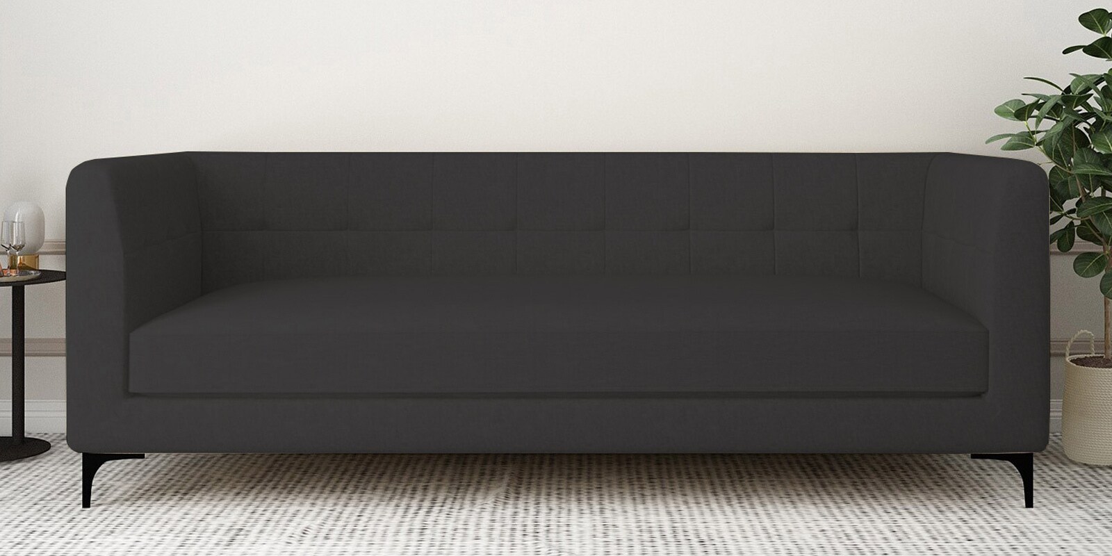 Buy Braulia Fabric 3 Seater Sofa In Carbon Grey Colour at 4% OFF by ...