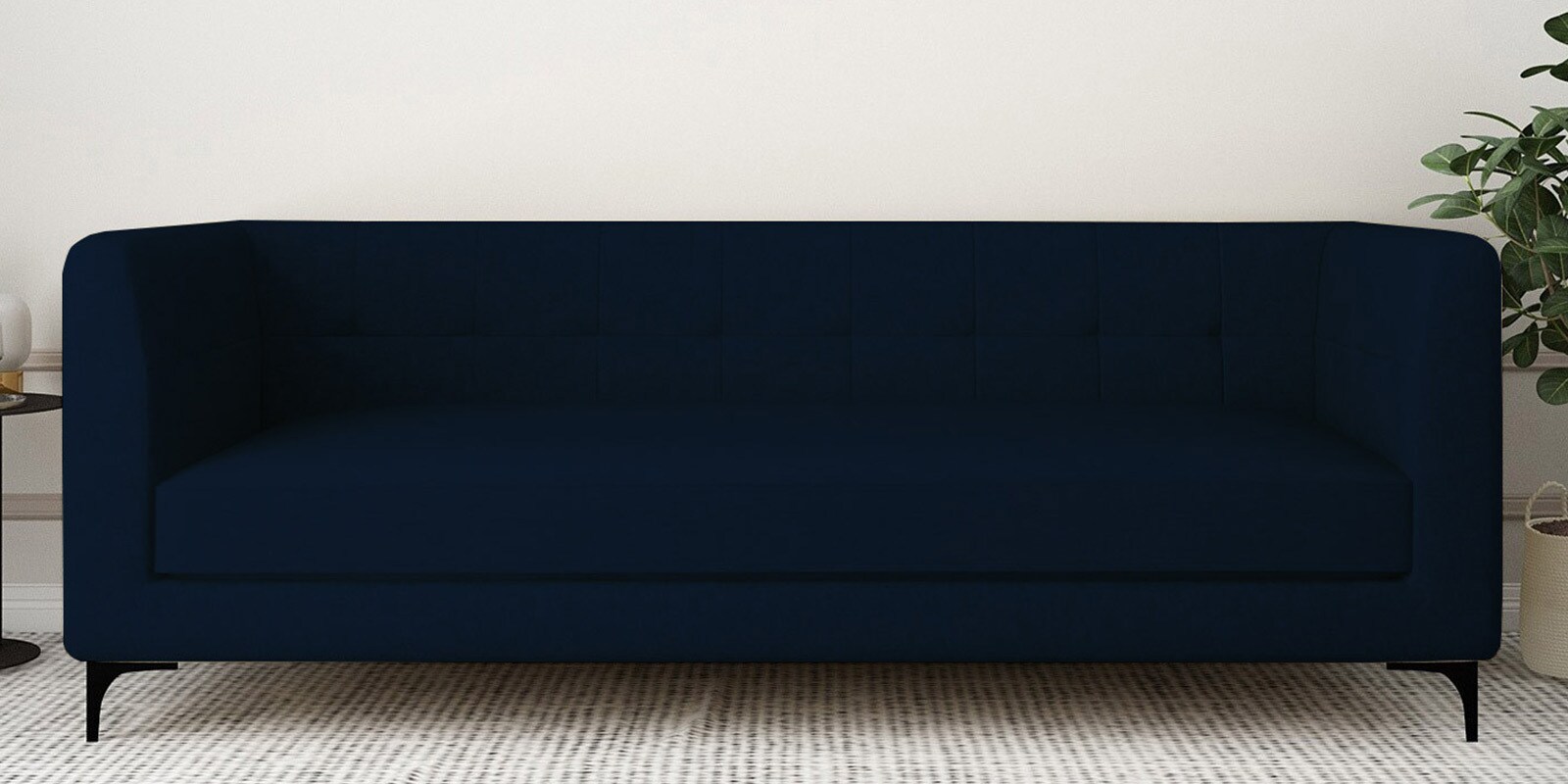 Buy Braulia Fabric 3 Seater Sofa In Midnight Blue Colour at 4% OFF by ...