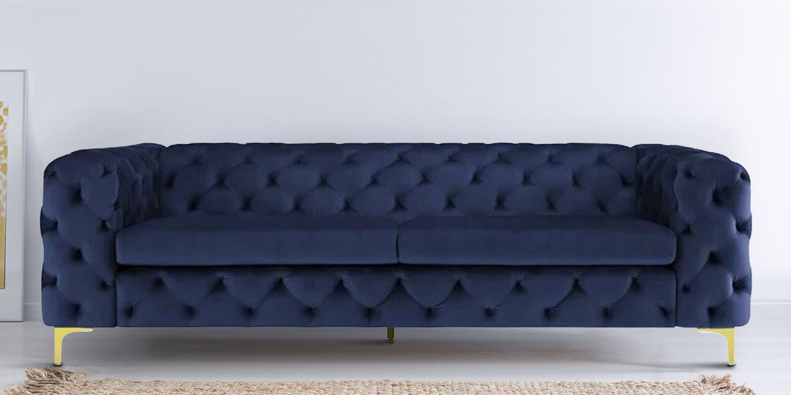Buy Brisbane Velvet 3 Seater Sofa in Blue Colour at 13% OFF by Adorn ...