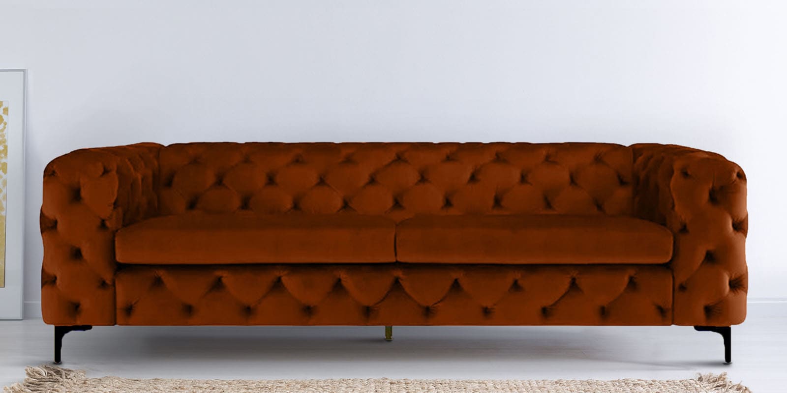Buy Brisbane Velvet 3 Seater Sofa in Rust Colour at 18% OFF by Adorn ...