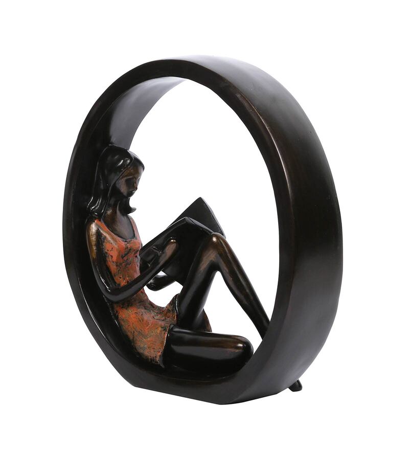 Buy Bronze finish Encircled Reader Statue by TAYHAA Online - Showpieces ...