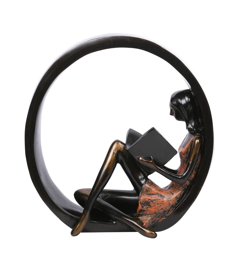 Buy Bronze finish Encircled Reader Statue by TAYHAA Online - Showpieces ...