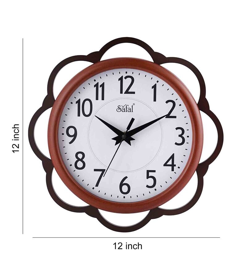 Buy Brown And Tan Wooden Silent Sweep Mechanism Wall Clock By Safal Quartz Online - Modern Wall ...
