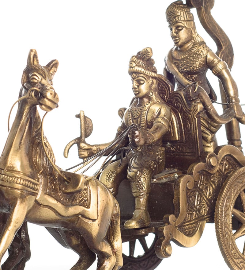 Home & Living Brown Krishna Arjuna Rath Showpiece Statues Home Décor ...