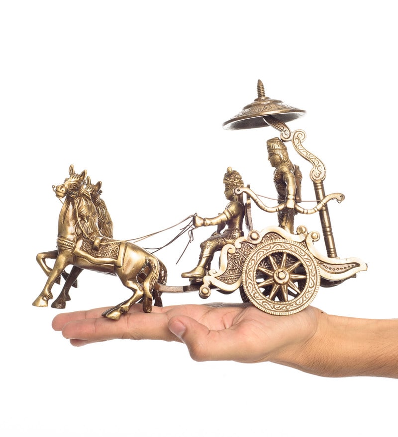 Home & Living Brown Krishna Arjuna Rath Showpiece Statues Home Décor ...