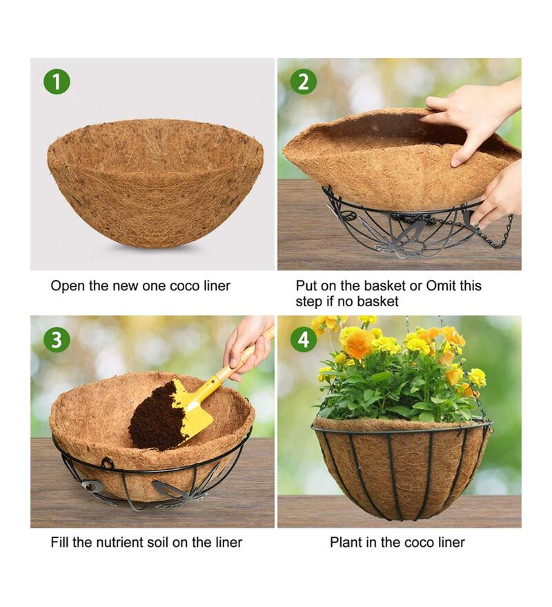 Buy Brown Coir (Pack of 4) Hanging Basket Planter By coirgarden Online ...
