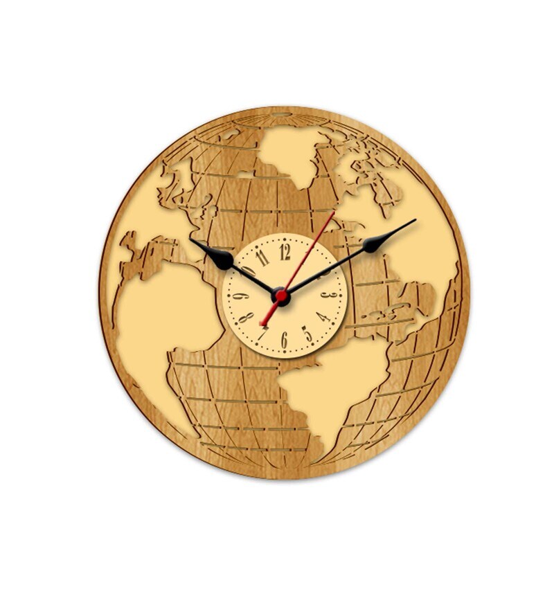 Buy Brown Engineered Wood Analog Wall Clock By WallMantra Online ...