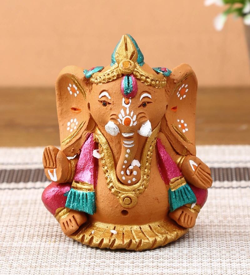 Buy Brown Handcrafted Lord Ganesha Showpiece by Aapno Rajasthan Online ...