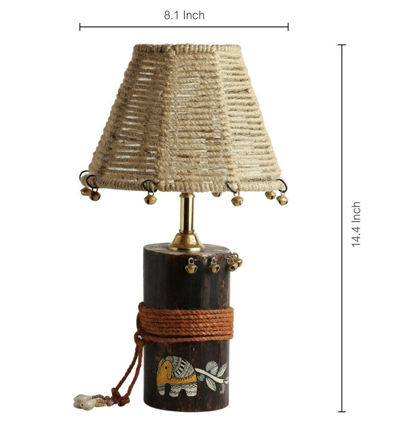Buy Brown Natural Fiber Shade Table Lamp With Brown Base By ...