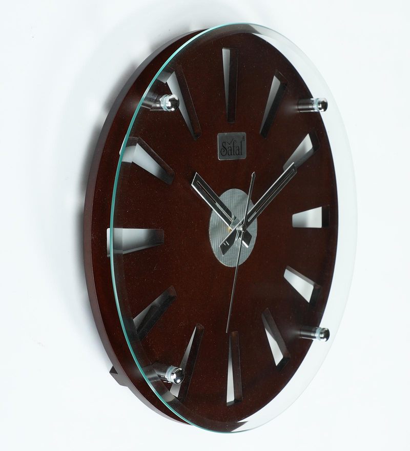 Buy Brown Engineered Wood Analog Index Wall Clock by Safal Quartz ...