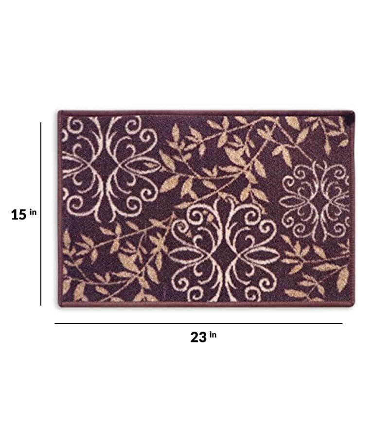 Buy Brown Nylon Traditional 3D Printed 15x23 inches Anti skid Doormat ...