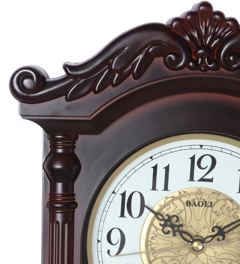 Buy Brown Plastic Analog Pendulum Wall Clock by Zahab Online - Pendulum ...