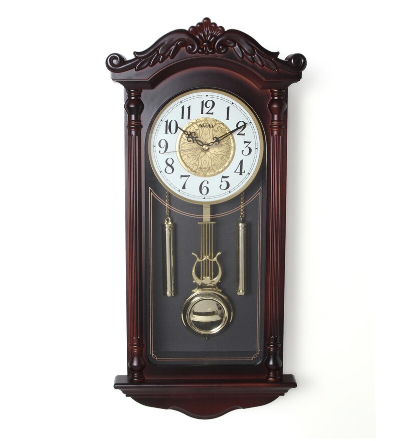 Buy Brown Plastic Analog Pendulum Wall Clock by Zahab Online - Pendulum ...