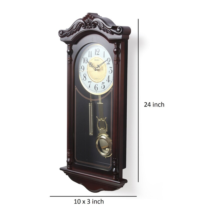 Buy Brown Plastic Analog Pendulum Wall Clock by Zahab Online - Pendulum ...