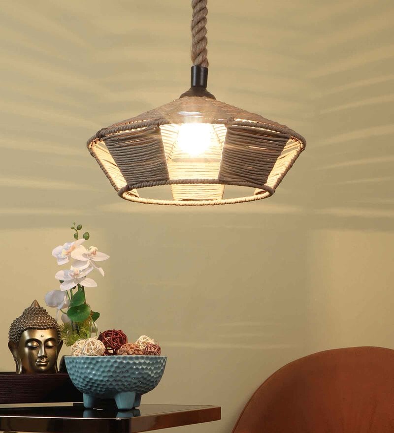 Buy Brown Rope Mid Century Single Hanging Lights by Eliante by Jainsons ...